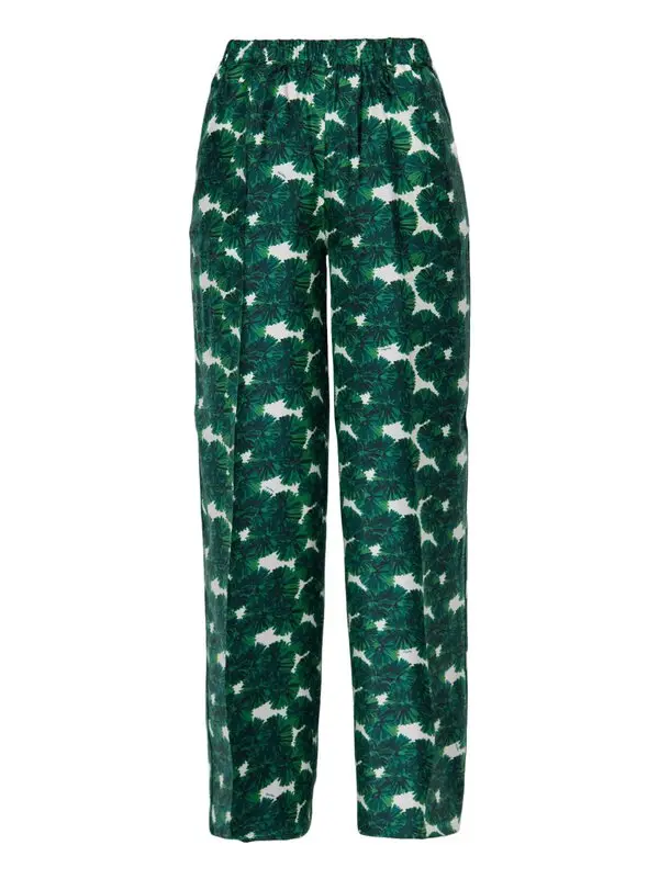 Max Mara Morena Silk Trousers - Green