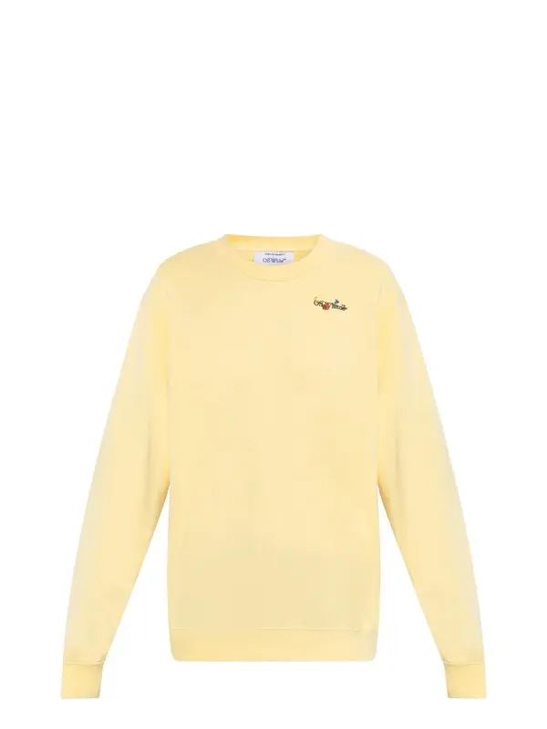 Off-White Sweatshirt With Colorfully Printed Logo - Yellow