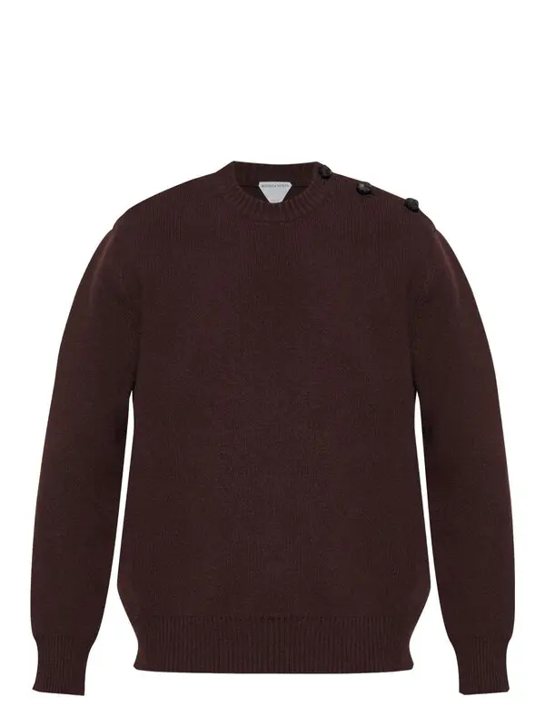 Bottega Veneta Turtleneck Wool Sweater With Shoulder Buttons - Brown