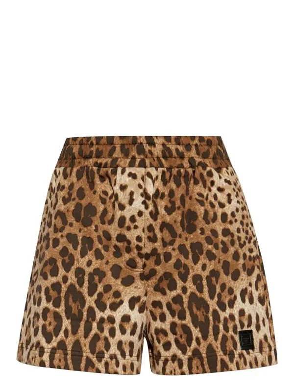 Dolce & Gabbana Animal Print Cotton Shorts - Beige