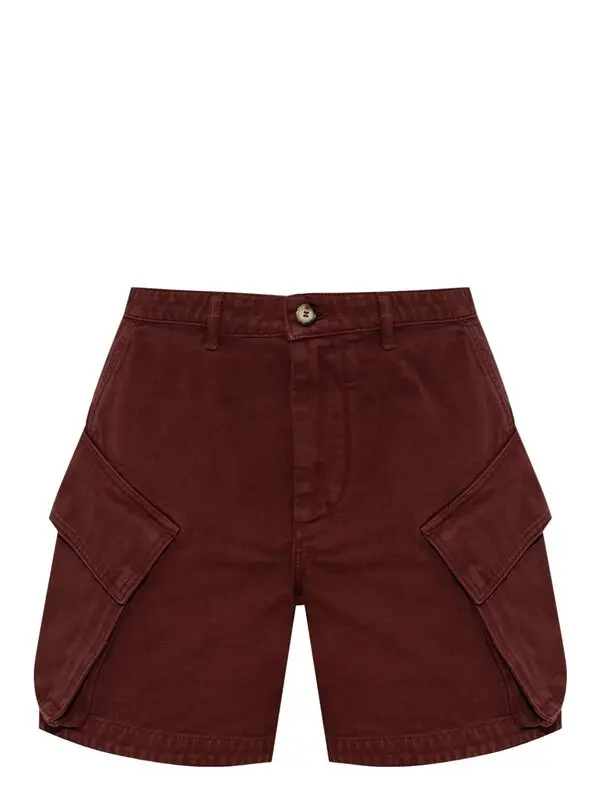 JW Anderson High-waisted Denim Cargo Shorts - Burgundy