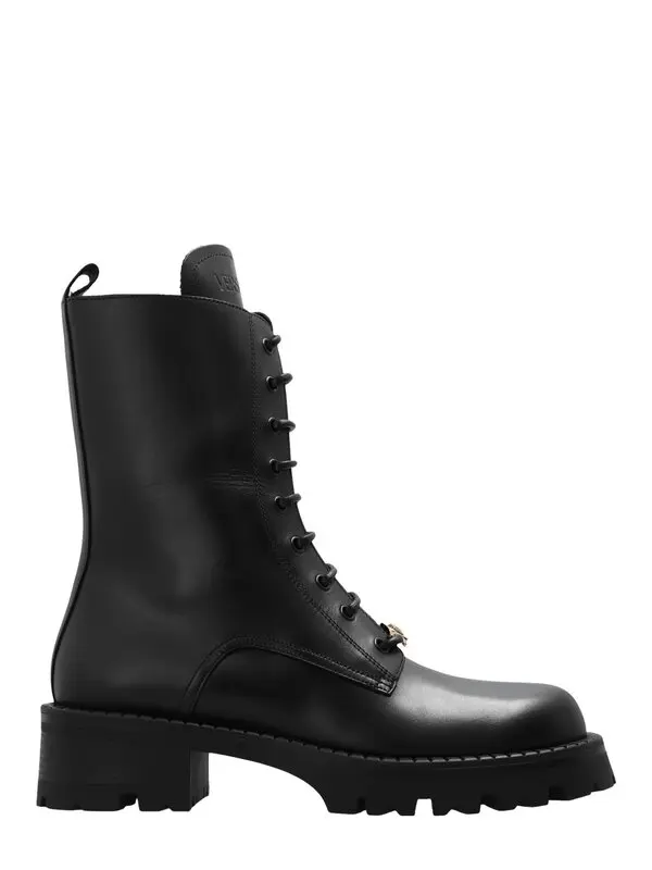 Versace Leather Ankle Boots - Black