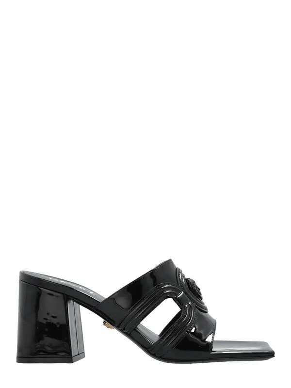 Versace Patent Leather Heeled Mules - Black