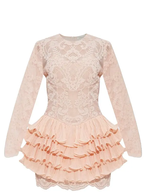 Zimmermann Lace Dress With Ruffles - Pink