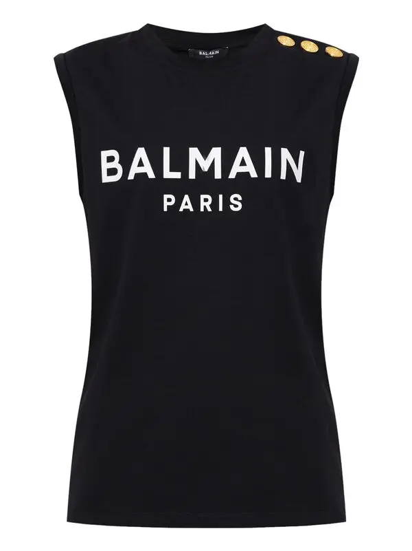 Balmain Sleeveless Logo T-shirt - Black