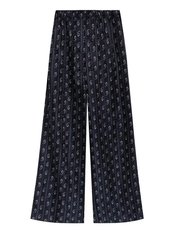 Tory Burch Patterned Wide-leg Trousers - Navy Blue