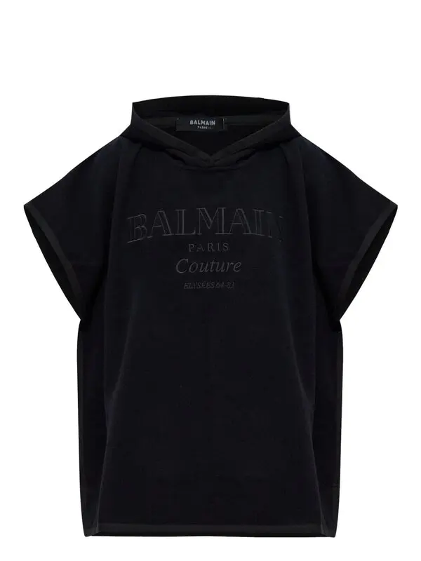 Balmain Cotton Poncho - Black