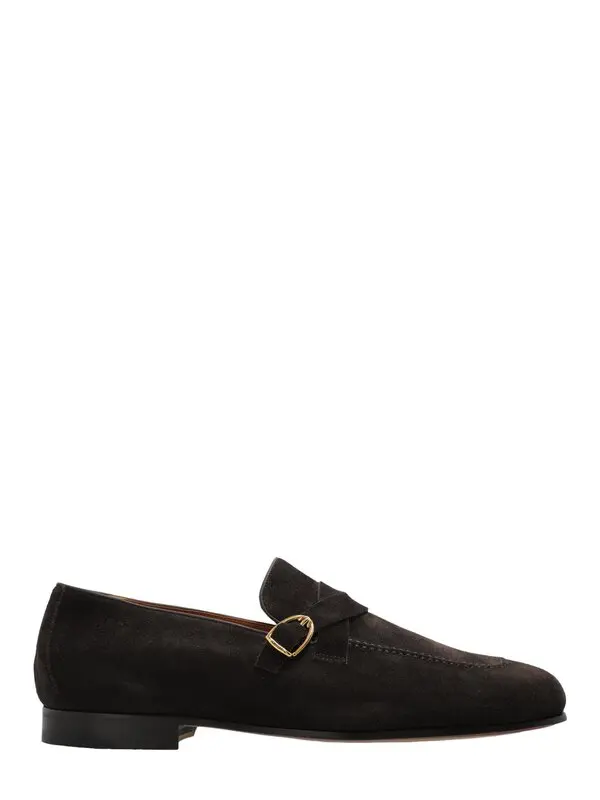 TOM FORD Suede Loafers With Gold-tone Buckle - Brown