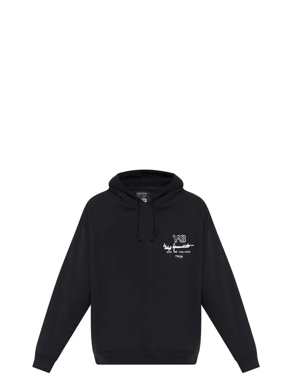 Y3 Oversized Cotton Knit Sweatshirt With Logo - Black