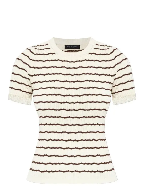 Rag & Bone Striped Ribbed Knit Top - Cream