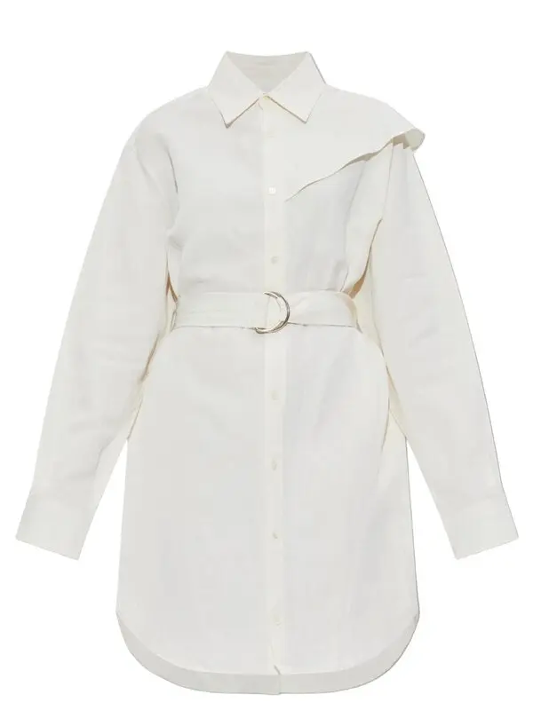 JW Anderson Belted Viscose-linen Dress - Cream