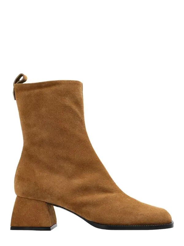 NODALETO Suede Heeled Ankle Boots - Brown