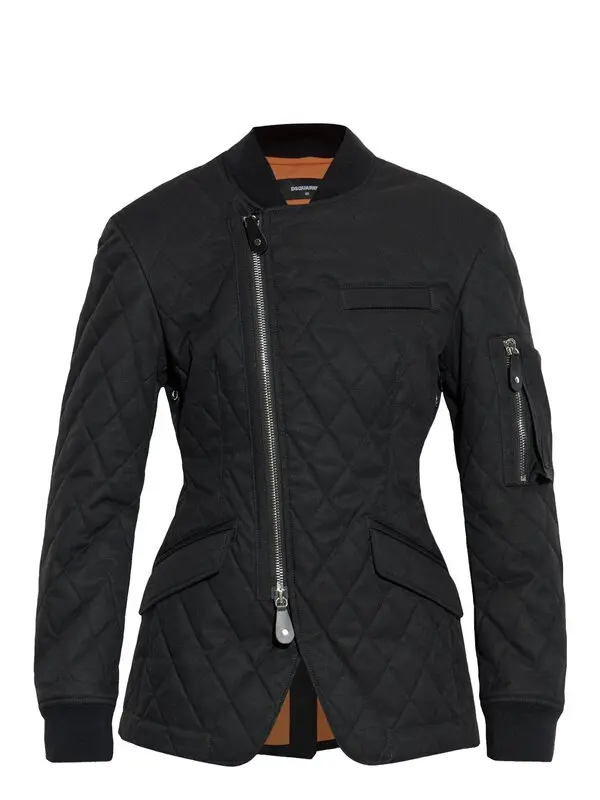 Dsquared2 Quilted Jacket With Logo - Black