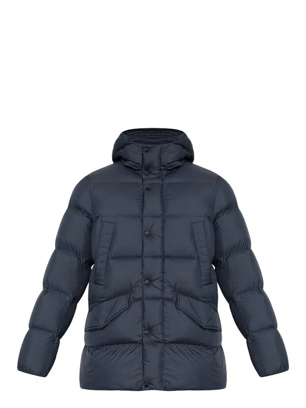 Woolrich Down Jacket With Hood - Navy Blue
