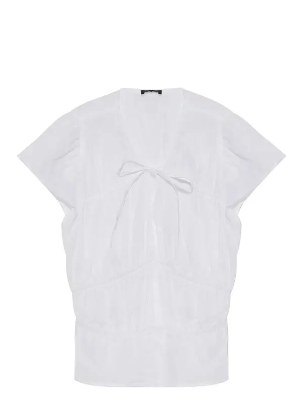 Rag & Bone Ramie V-neck Top With Bow Detail - White