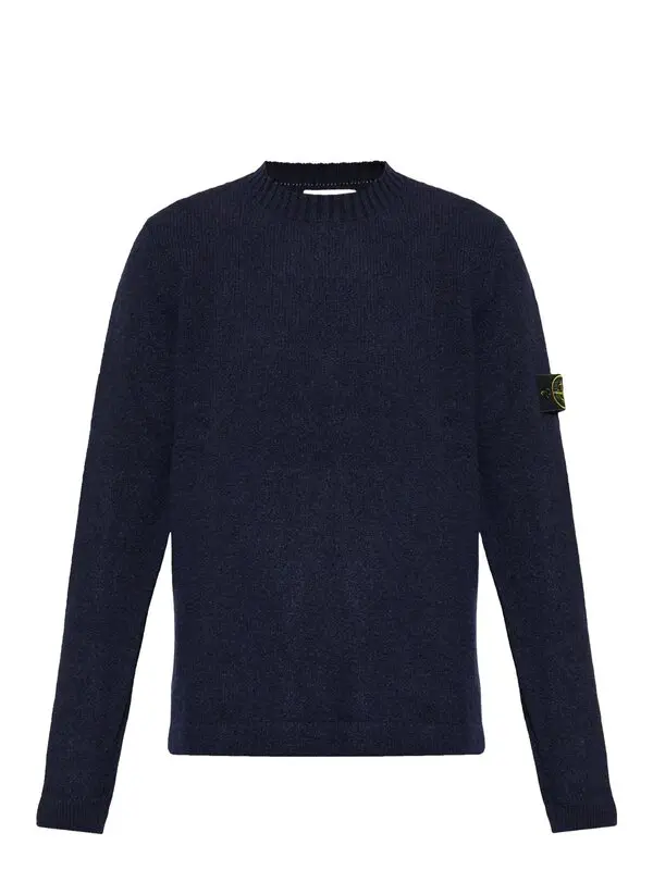 Stone Island Crew Neck Knit Sweater - Navy Blue