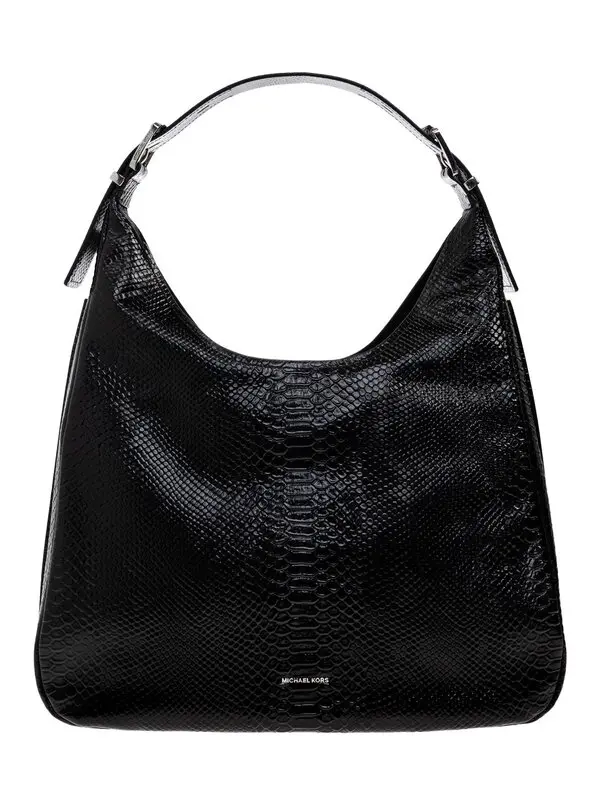 Michael Kors Nolita Embossed Leather Shoulder Bag - Black