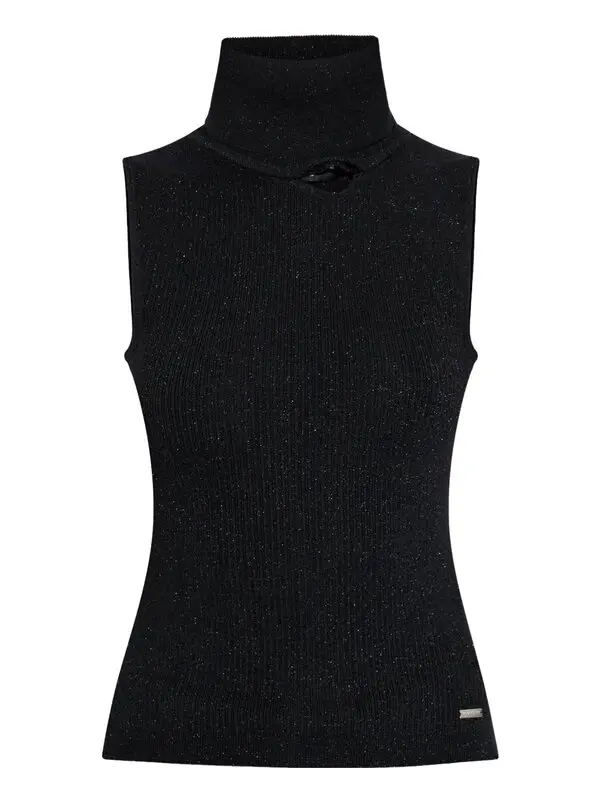 Dsquared2 Ribbed Knit Mock-neck Top - Black