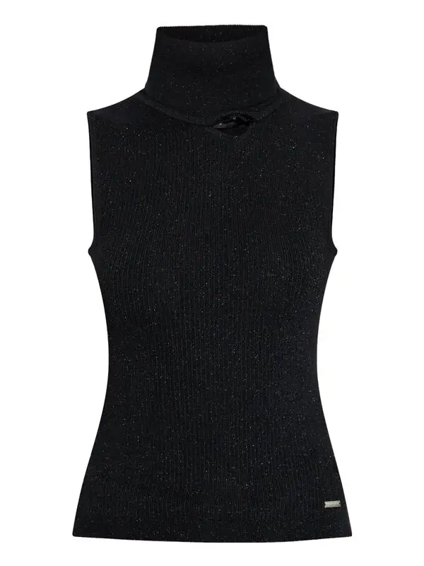 Dsquared2 Ribbed Knit Mock-neck Top - Black