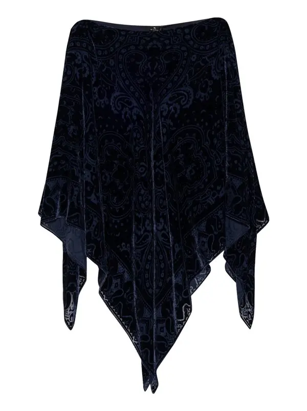 Etro Velvet Poncho - Navy Blue