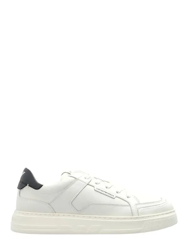 Emporio Armani Logo-embellished Leather Sneakers - White