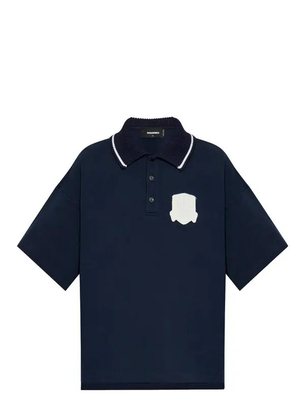 Dsquared2 Polo With Patch - Navy Blue