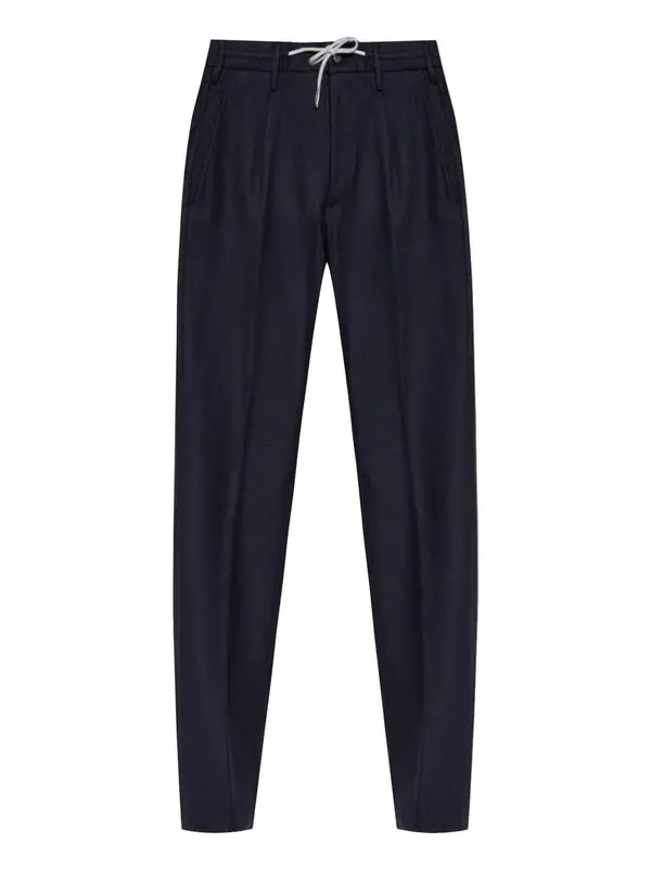 Eleventy Wool And Cashmere Pleated Trousers - Navy Blue