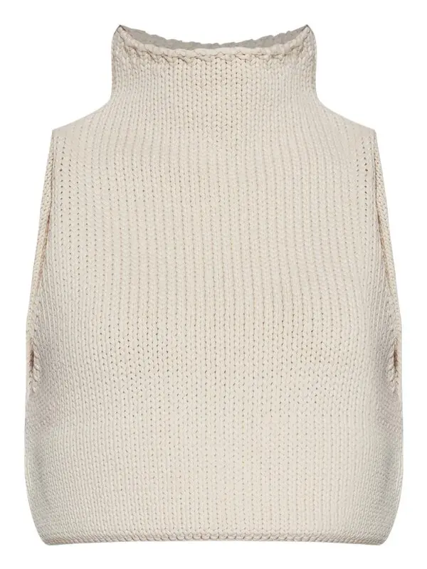 Alaïa Vest With Stand-up Collar - Cream