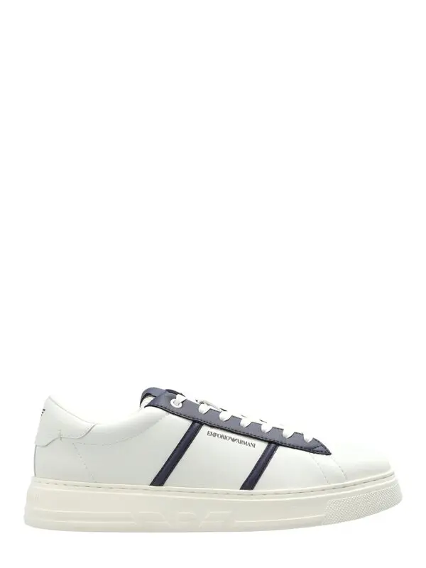 Emporio Armani Logo Leather Sneakers - White