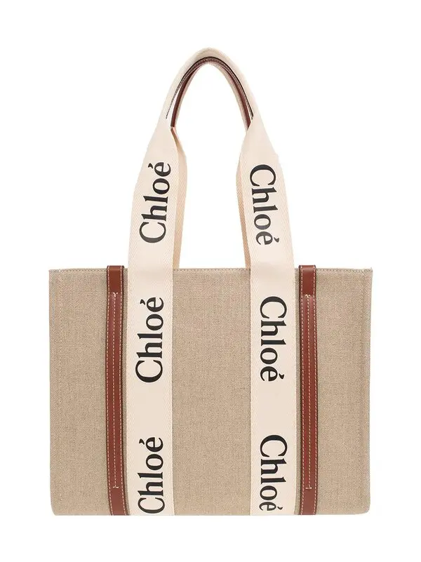 Chloé Woody Medium Shopper Bag - Beige