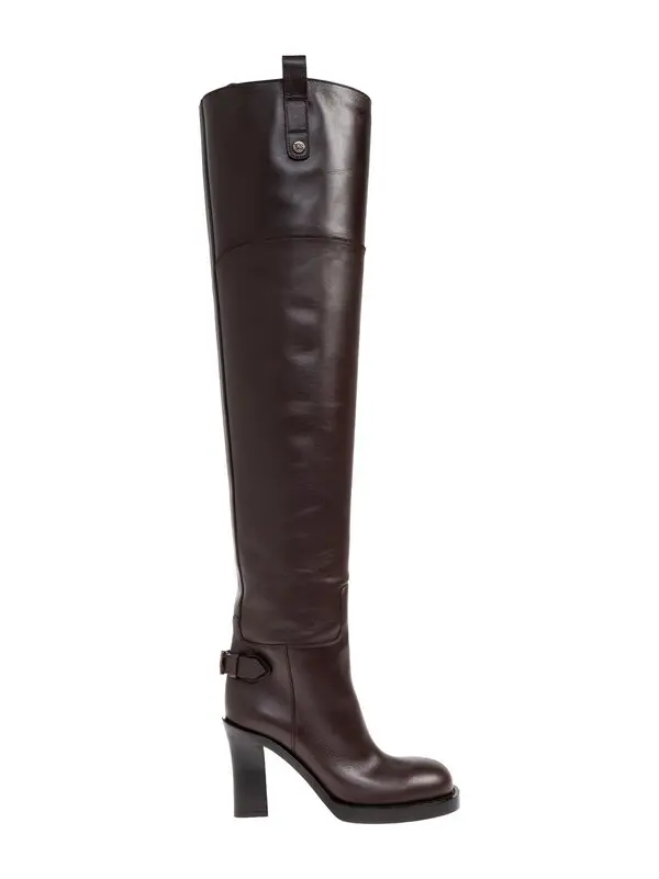 Burberry High-heeled Over-the-knee Boots - Brown