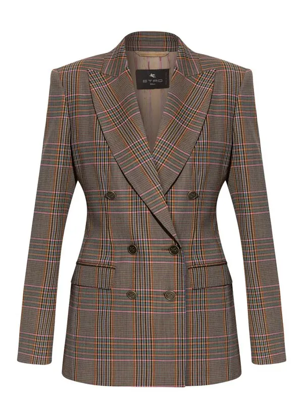 Etro Double-breasted Checked Blazer - Brown