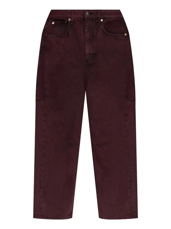 Rag & Bone High-waisted Straight Leg Jeans - Burgundy
