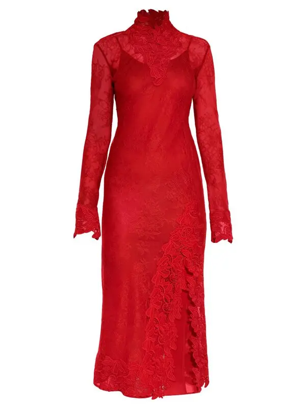 Blumarine Long Lace Dress - Red
