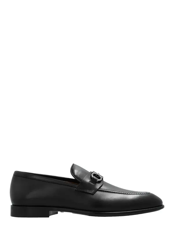 FERRAGAMO Gancini Leather Loafers - Black