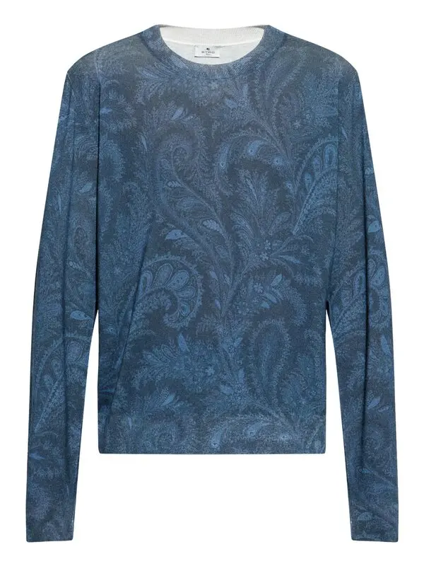 Etro Paisley Silk-cashmere Sweater - Navy Blue