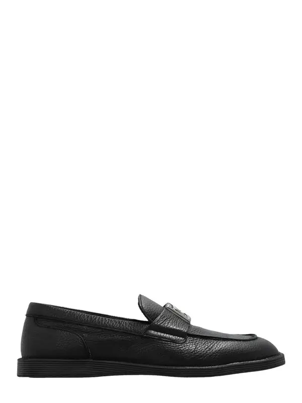 Dolce & Gabbana Leather Loafers With Logo Hardware - Black