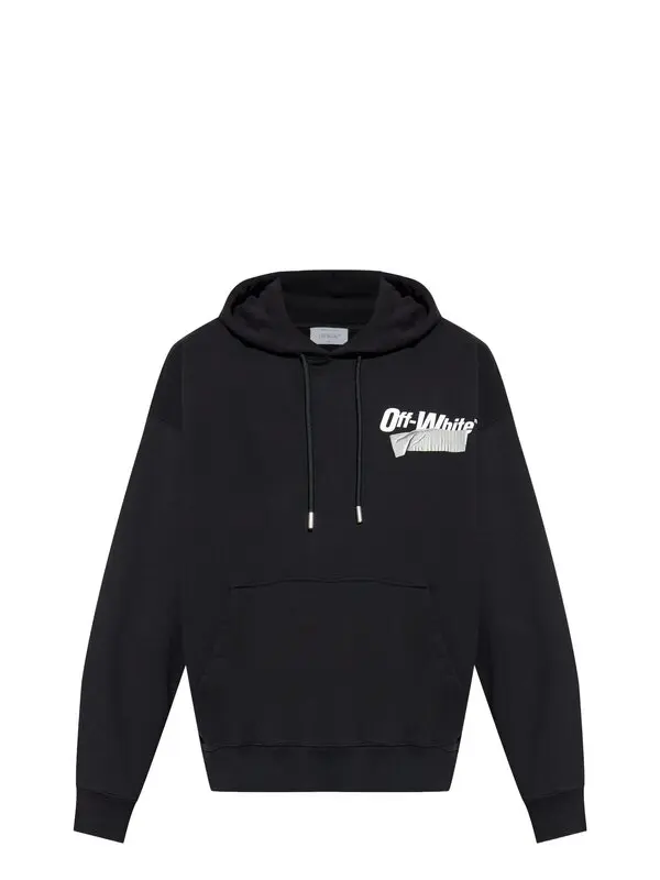 Off-White Oversized Hoodie With Graphic Print - Black