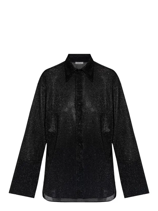 Oseree Lurex Thread Shirt - Black
