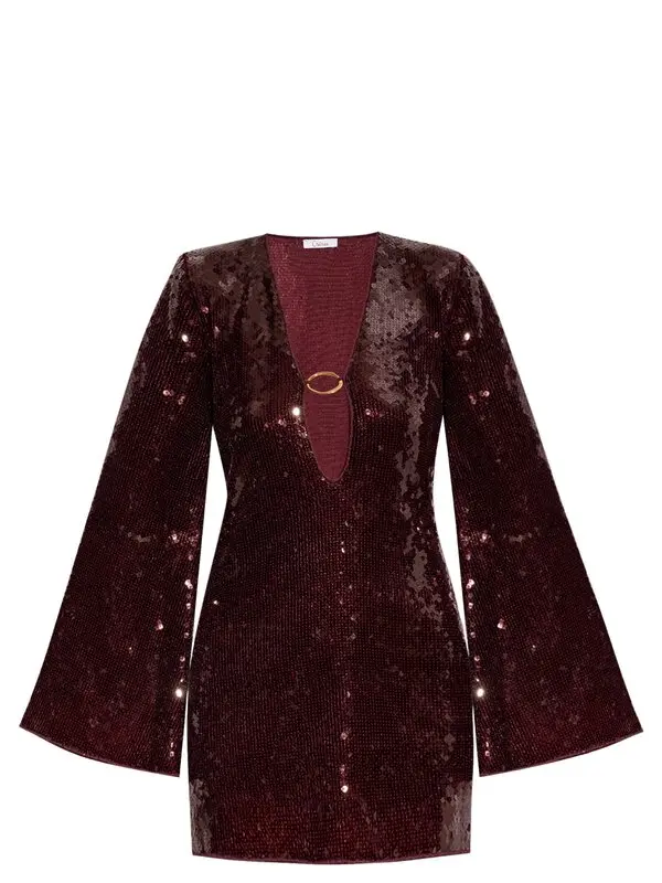Oseree Sequin Mini Dress - Burgundy