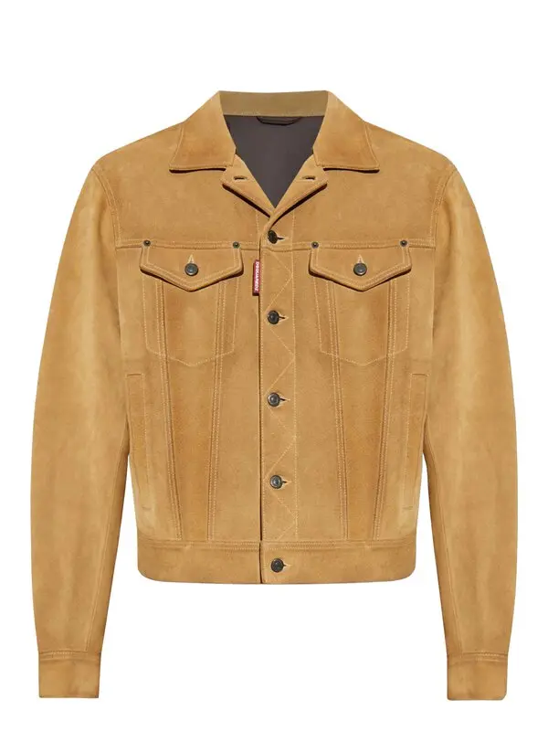 Dsquared2 Suede Leather Trucker Jacket - Beige