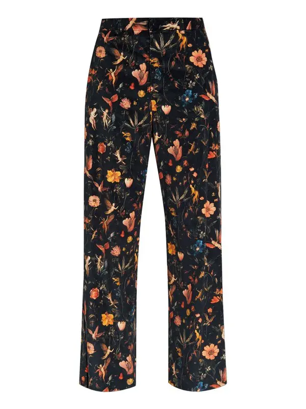 R13 Floral Velvet Trousers - Black