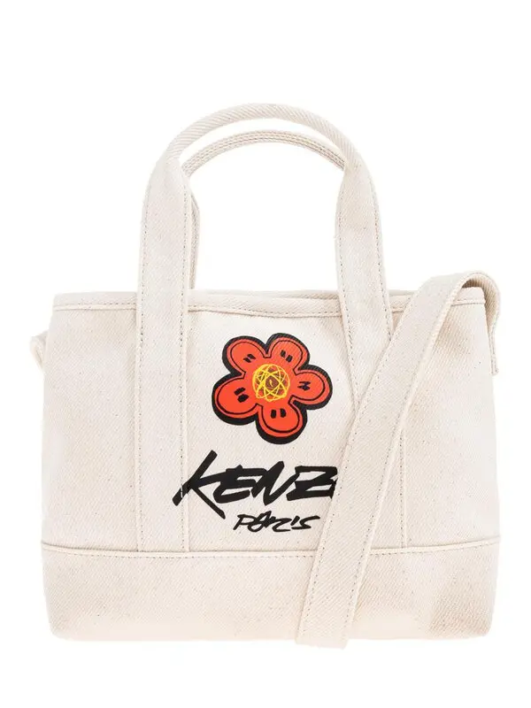 Kenzo Printed Canvas Handbag - Cream