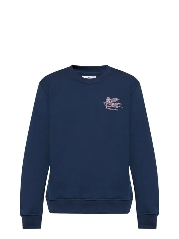 Etro Embossed Logo Cotton-blend Sweatshirt - Navy Blue