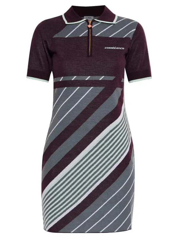 Casablanca Wool Dress With Logo - Burgundy