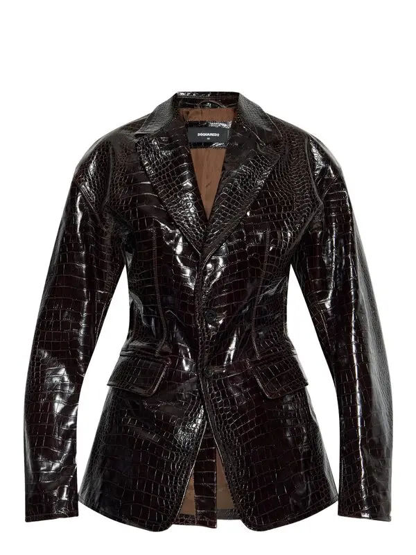 Dsquared2 Embossed Leather Jacket - Brown