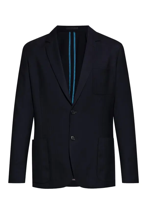 Paul Smith Wool Blazer With Pockets - Navy Blue