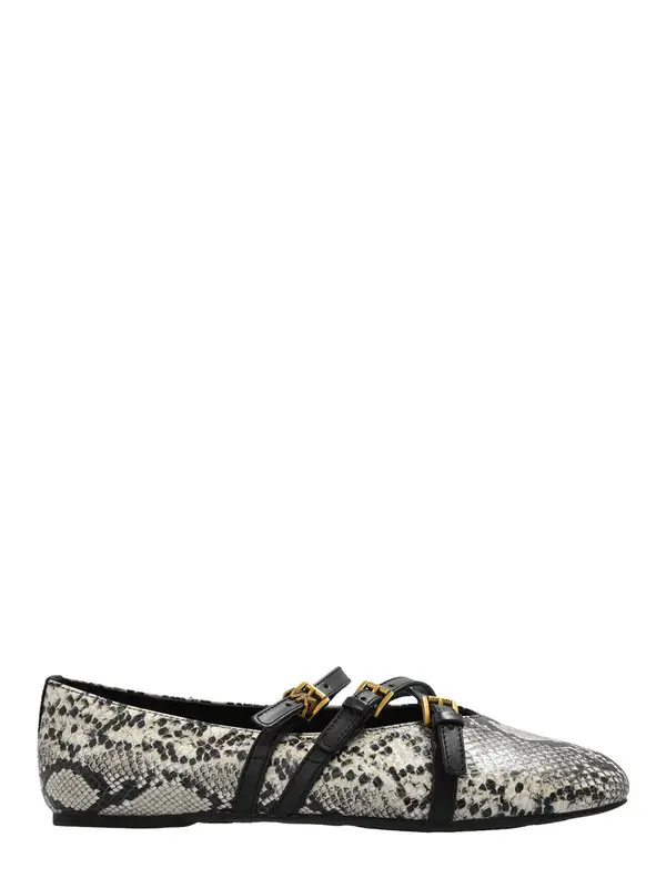 Michael Kors Indy Snakeskin Leather Ballet Flats - Cream