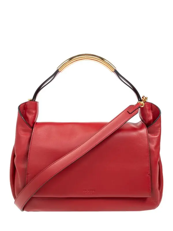 Moschino Rectangular Leather Handbag - Red