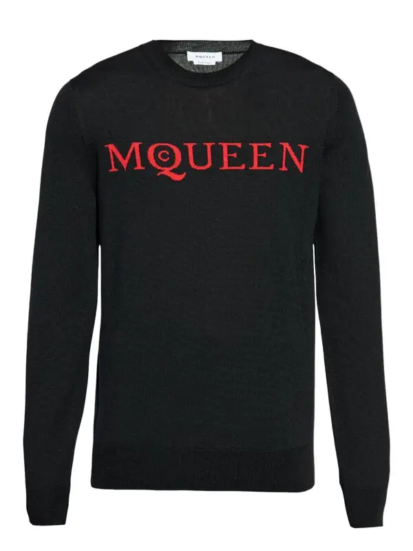 Alexander McQueen Wool Sweater With Logo - Black